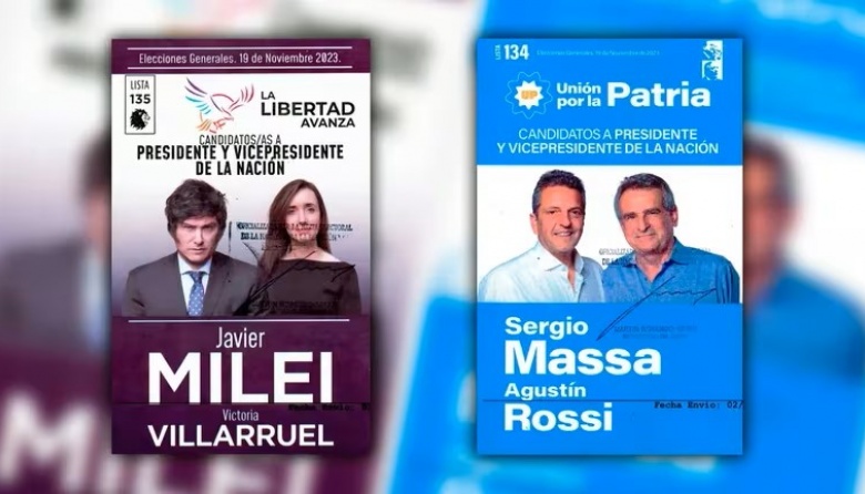 Así son las boletas oficiales de Javier Milei y Sergio Massa para el balotaje de las elecciones ...